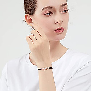 ZENI Infinity Bracelet for Women, Handmade Black Rope Braided Bracelet with 925 Silver Adjustable Bracelet Love Friendship Jewelry Gift