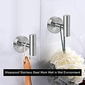 Bathroom Towel Hooks, Heavy Duty Wall Hook Holder, Brushed Nickel Robe Hooks SUS304 Stainless Steel Coat Clothes Towel Holders Wall Mounted for Hanging Kitchen Home Garage Hotel Door Hanger (Sliver)