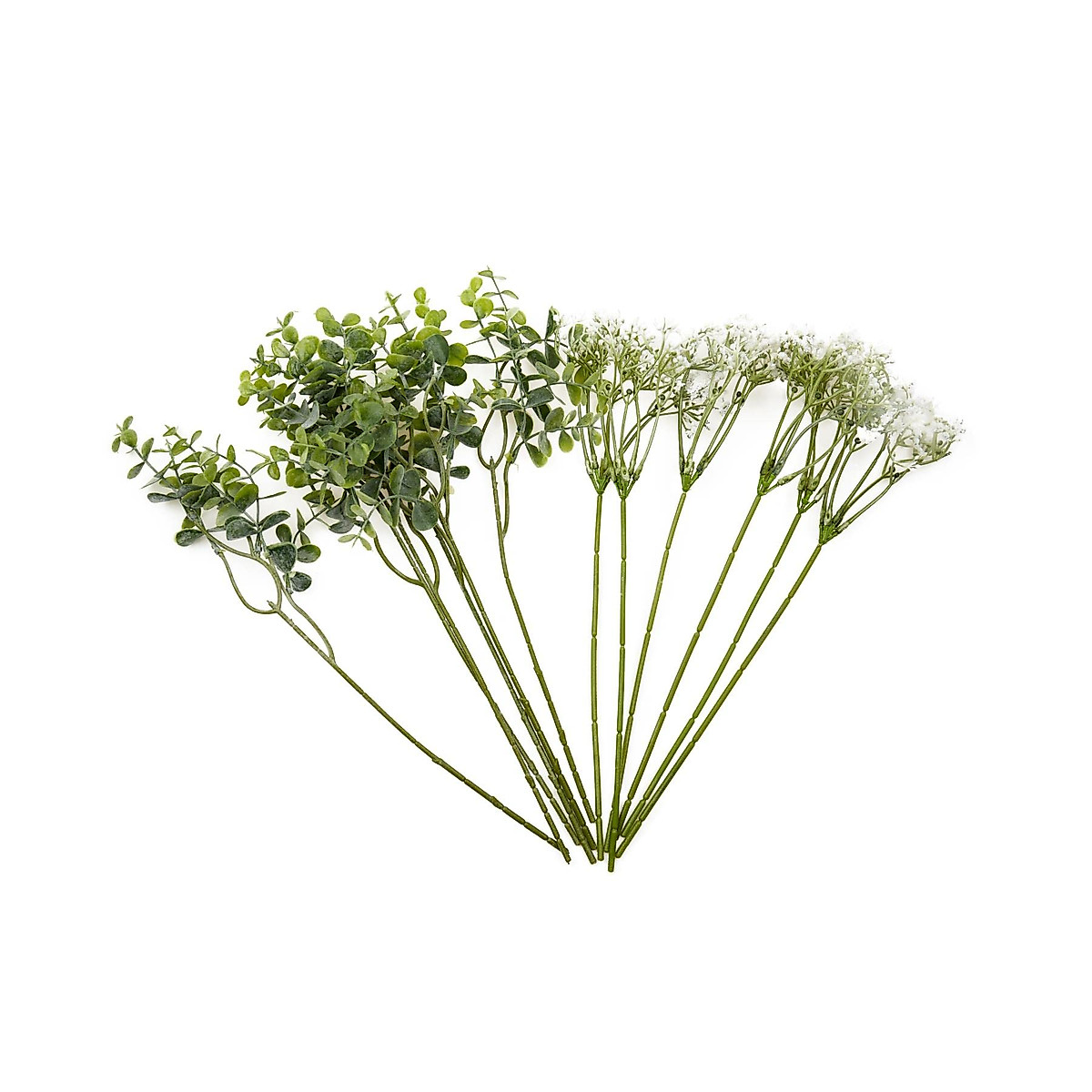 RUJIU 36Pieces/lot Artificial Plant Silk Plastic Flowers Eucalyptus Leaves Stems Branches Floral Bouquets Wreath Arrangement Home Table Garden Wedding Greenery Decoration (Gypsophila with Eucalyptus)