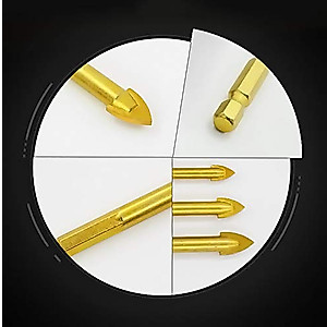 Meichoon Drill Bits Set Triangle Tile 3-12mm 7PCS, Tungsten Carbide Titanium Coated Ceramic Concrete Drilling Tool with Hex Shank for Glass Tile Ceramic Mirror Porcelain Marble DC04