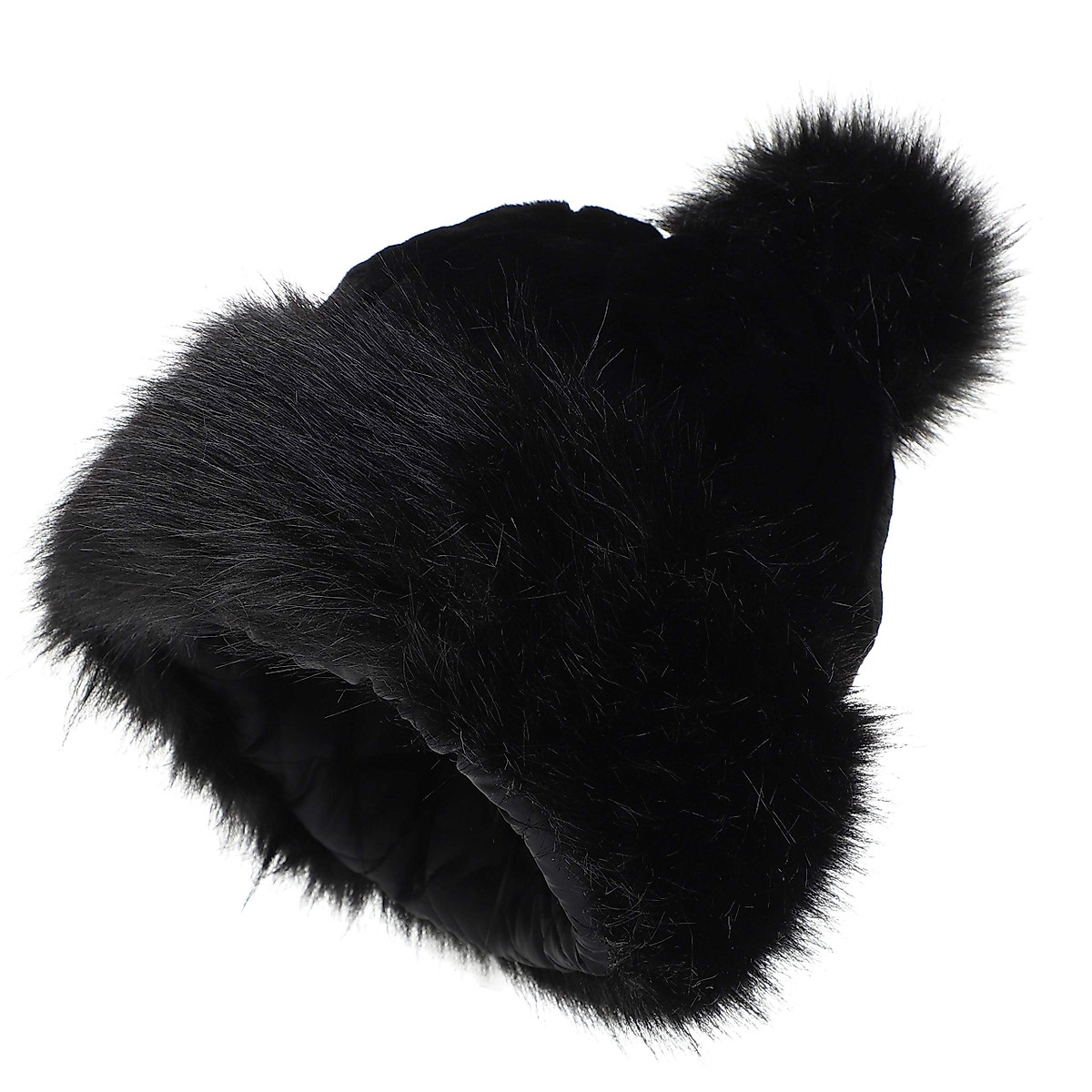 LA CARRIE Women's Faux Fur Hat Russian Cossack Pompom Cap for Winter Ski Snow(Black)