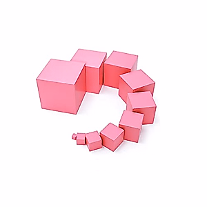 Adena Montessori Wonderfully Sensorial Teaching Toys for Children 2 3 Years Old - Montessori Small Pink Tower 0.7-7cm