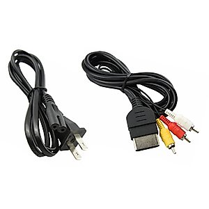 AC Power Supply + Audio Video RCA AV Cable Adapter Cord For Original XBox Game Console System Bundle Set