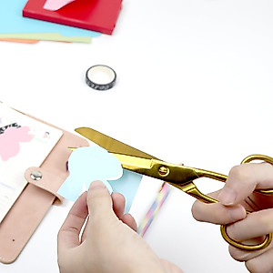 7 Inch Gold Shears Knife Edge Craft Tailor Scissors Heavy Duty Stainless Steel Professional Fabric Dressmaker Shears for Cutting Fabric, Cloth, Leather, Canvas, Denim (Gold)