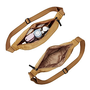 WESTBRONCO Crescent Bag Crossbody Bags for Women Trendy Small Nylon Fanny Pack Sling Hobo Bag Soft Casual, Brown