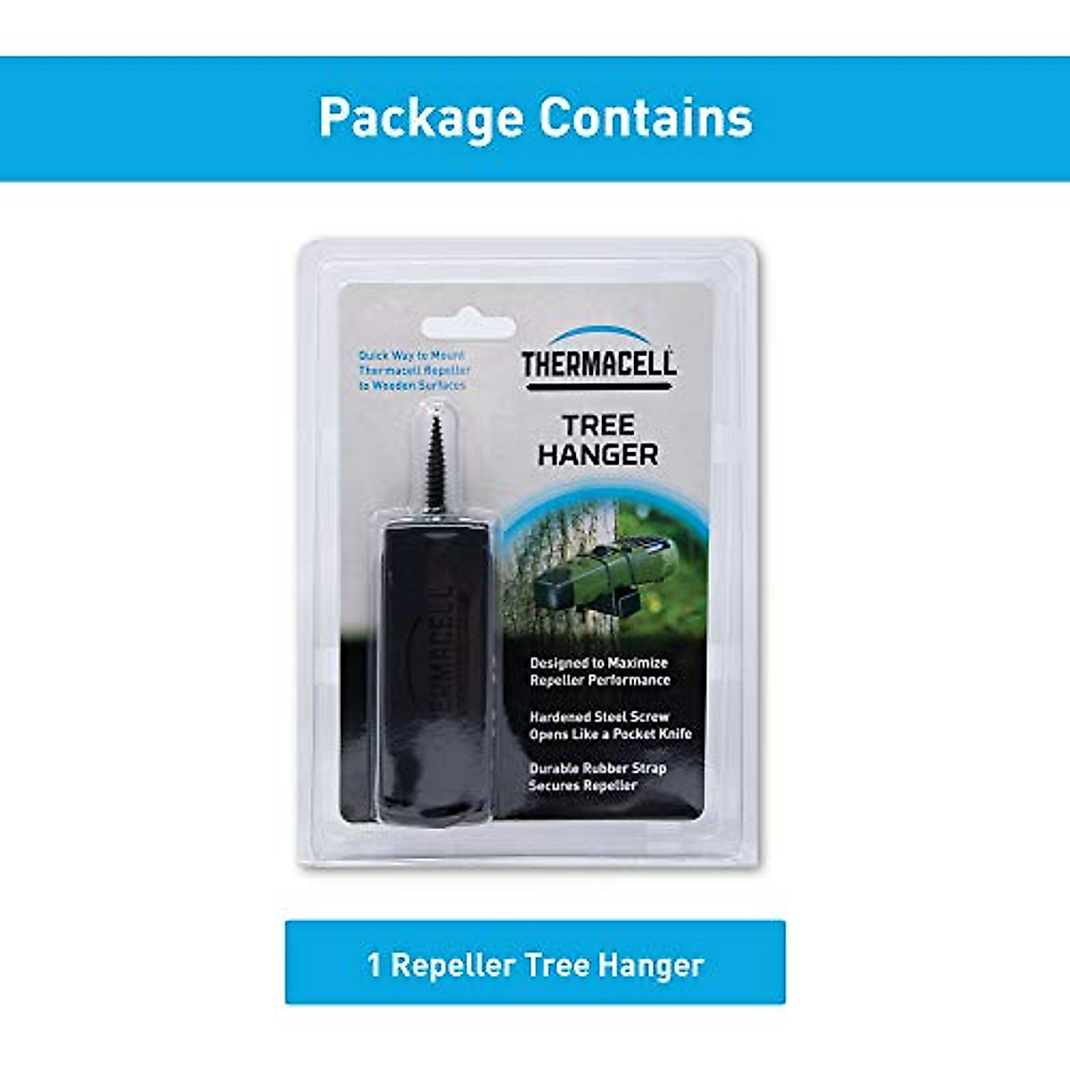 Thermacell Tree Hanger for Portable Repellers; Mount Thermacell Repellers to Wooden Surfaces Quickly and Easily; Maximizes Performance; Corrosion-Resistant, Hardened-Steel Screw, Black