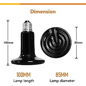 Simple Deluxe 150W Reptile Heat Bulb and 8.5 inch Clamp Light, 40-108℉ Digital Thermostat Controller and Thermometer Included, for Amphibian Pet & Incubating Chicken, Silver