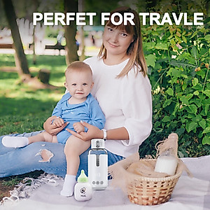 bopopo Portable Water Warmer for Formula,Milk,Precise Temp Control,Battery Powered Instant Warmer for Travel,8 Ounce,Smart Wireless Baby Flask for Car,Airplane Journey,White