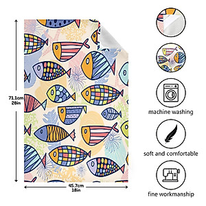 Kigai Cartoon Fish Kitchen Towels 18x28inch Ultra Soft Absorbent Quick Drying Kitchen Dish Towels Washable Cleaning Cloths Hand Towels Tea and Bar Towels, 6 Pack