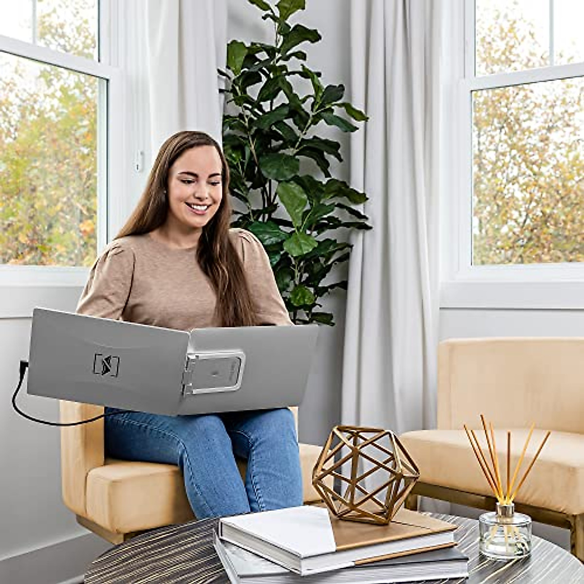 SideTrak Swivel 14” Patented Attachable Portable Monitor for Laptop | FHD TFT Laptop Dual Screen | Mac, PC & Chrome Compatible | Fits All Laptops | Powered by USB-C or Mini HDMI (Light Silver)