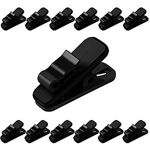 Headphone Clip for Shirt, 1 Inch Length Small Earbud Cord Management Earphone Mount Cable Clothing Clip to Keep Microphone Cord in Place for 1.5mm Diameter Round Wire (12 Pcs/Black)