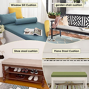 Millsilo Outdoor Bench Cushion, Custom Bench Cushions for Patio Furniture, Thicken Indoor Window Seat Cushion, Non-Slip Piano Swing Bench Pads, Loveseat Long Chair Cushions Removable Cover with Piping