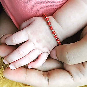 Crystal Dream Luxury 14KT Gold-Filled Beads with Red Coral European Simulated Pearls Stylish Baby Girl Bracelet Gift (BCR_S)