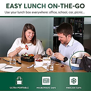 Umami Bento Box Adult Lunch Box with Utensils, 40 oz Large, All-in-One Meal Prep Compartment Lunch Box Containers for Men/Women, Cute Leak Proof Bento Box, Lunch Organizer