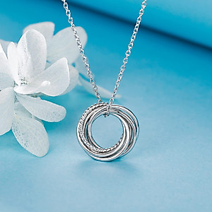 Annamate 60th Birthday Gifts for Women 925 Sterling Silver 6 Circles Necklace For Her Six Decade Jewelry 60 Years Old Birthday Gift