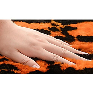 Gracefur Area Rug Tiger and Leopard Skin Printed Decor Rugs Super Soft Real Australia Sheepskin Carpet for Living Room, Bed Room, Sofa and so on 1 pelt (Tiger)