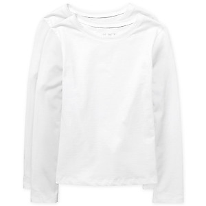 The Children's Place girls Long Sleeve Basic Layering T-shirt T Shirt, White 2 Pack, Large US