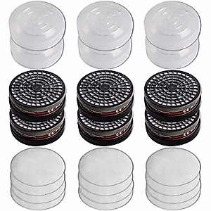 6 Sets Respirator Cartridges, P-A-1 Respirator Filters for Gas Mask, Organic Vapor Cartridge Against Dust, Vapors, Epoxy Resin, Welding, Paint, Spray, Woodworking