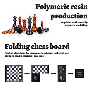 18.5" Large Chess Set for Adults Kids with Zinc Alloy Heavy Chess Pieces Portable Folding Chess Board Travel Chess Set Board Game Gift – Staunton Chess Pieces