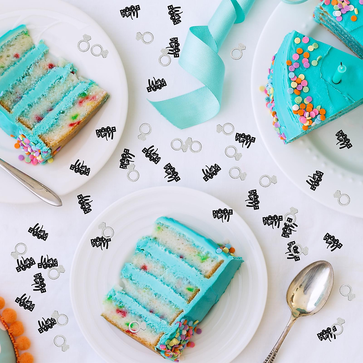 We're Engaged Confetti Glitter, Wedding Table Confetti, Engagement Paper Scatter,Bridal Shower Bride to Be Party Table Decorations Confetti, 120pcs