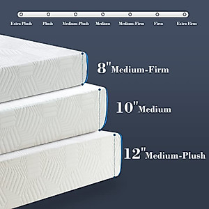 Queen Size Mattress, Made in USA, 10 Inch Green Tea Memory Foam Mattress, Bed in a Box, CertiPUR-US Certified, Medium Firm