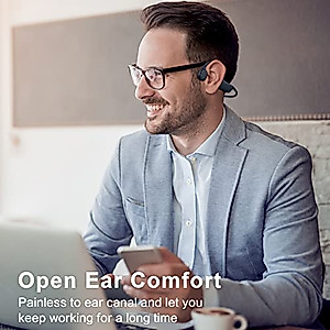 Panadia Bone Conduction Headphones, Open Ear Bluetooth Headphones with Built-in Mic, IPX7 Waterproof Wireless Sport Headset for Running Workout Gym (Dark Blue)