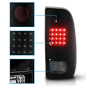 AmeriLite Dark Smoke Replacement LED Brake Turn Signal Tail Lights Pair For 97-03 Ford F150 / 99-07 F250 F350 - Driver and Passenger Set