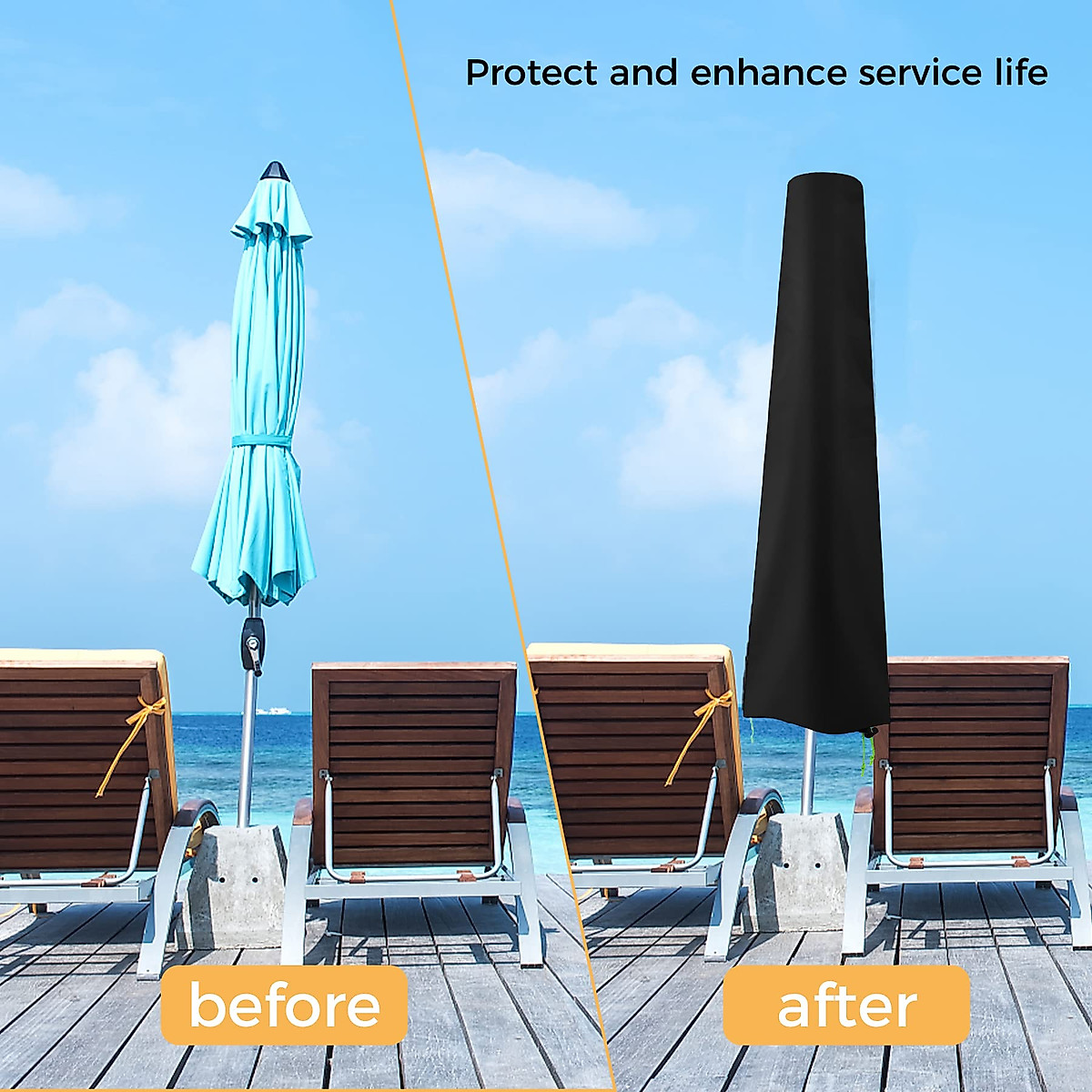 Patio Umbrella Cover - Waterproof Patio Parasol Covers with Zipper for 7ft to 11ft Outdoor Umbrellas