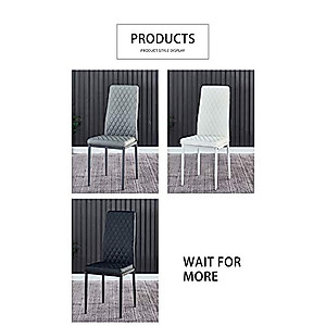 JT Modern Minimalist Dining Chair Fireproof Leather Sprayed Metal Pipe Diamond Grid Pattern Restaurant Home Conference Chair Set of 4 Or 6 (6, Black)