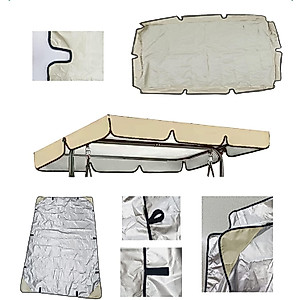 Replacement Canopy and Swing Cushion Cover, 2 and 3 Seater Swing Canopy Replacement Cover Set,Canopy Top Cover and Chair Seat Cover for Swing Patio Garden,210D Oxford Fabric(Beige,65x45x6inch)