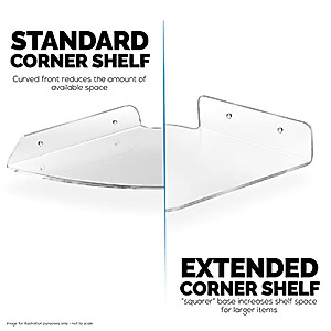 BRAINWAVZ 3-Pack Mixed Size Corner Shelf (8” 9.5” & 10”) for Speakers, Books, Decor, Plants, Cameras, Photos, Kitchen, Bathroom, Routers & More Universal Small Holder Acrylic Wall Shelves (Clear)
