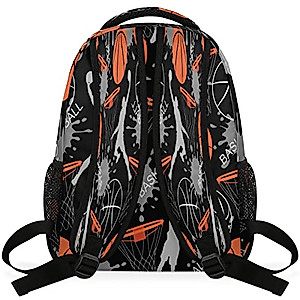 YPPAHHHH School Laptop Backpack Red Basketball Sports for Girls Kids Boys Sports Ball Player Lightweight Bookbag Elementary College Travel Hiking Daypack Backpacks for Women Men