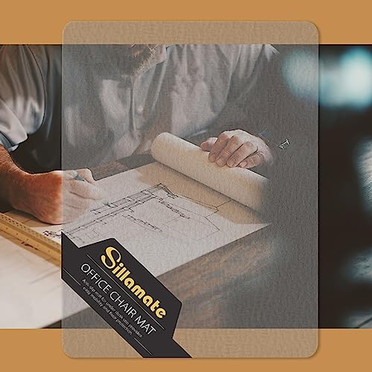 Sillamate Black 36'' x 48'' Office Chair Mat for Hardwood Floor, Heavy Duty Floor Mat, Pack 2, Eco-Friendly Series Desk Chair Mat (2, 36x48 inches(NO Lip))