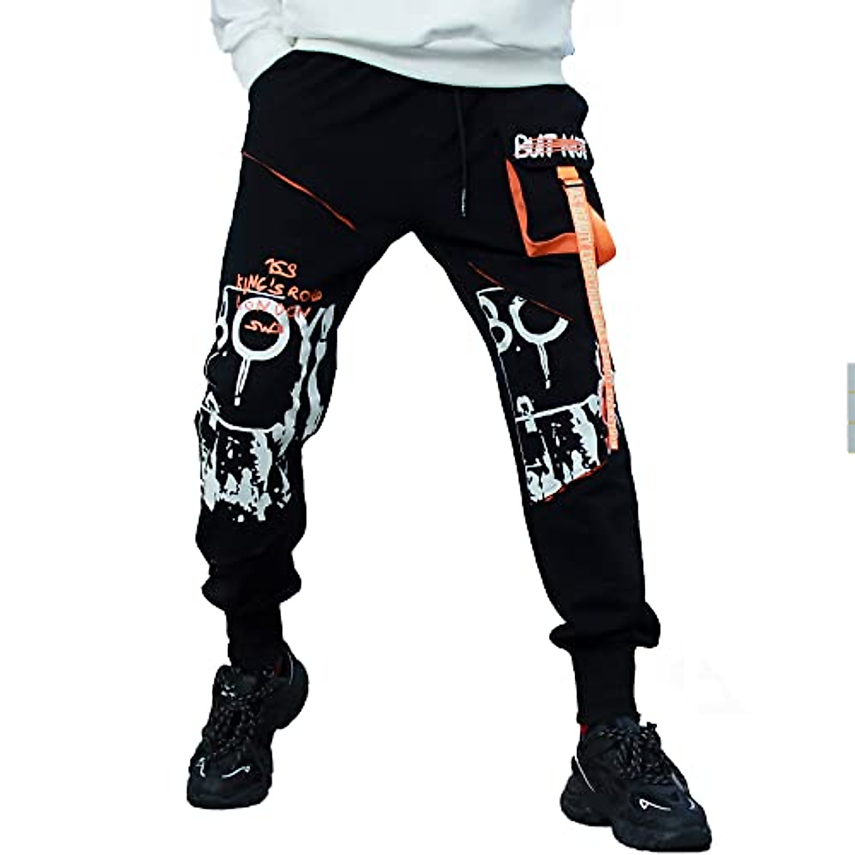 XYXIONGMAO Functional Men's Tactical Cargo Pants Streamer Casual Streetwear Techwear Sweatpants Black Hip Hop Joggers Cyberpunk Pants for Men(Green,L)