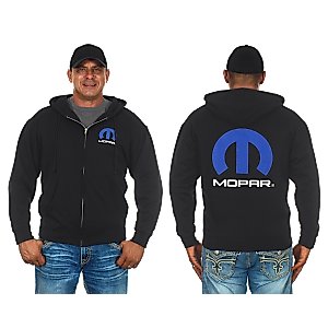 JH DESIGN GROUP Men's Mopar Logo Hoodie Full Zip Up Black Hooded Sweatshirt (medium, AP22-black)