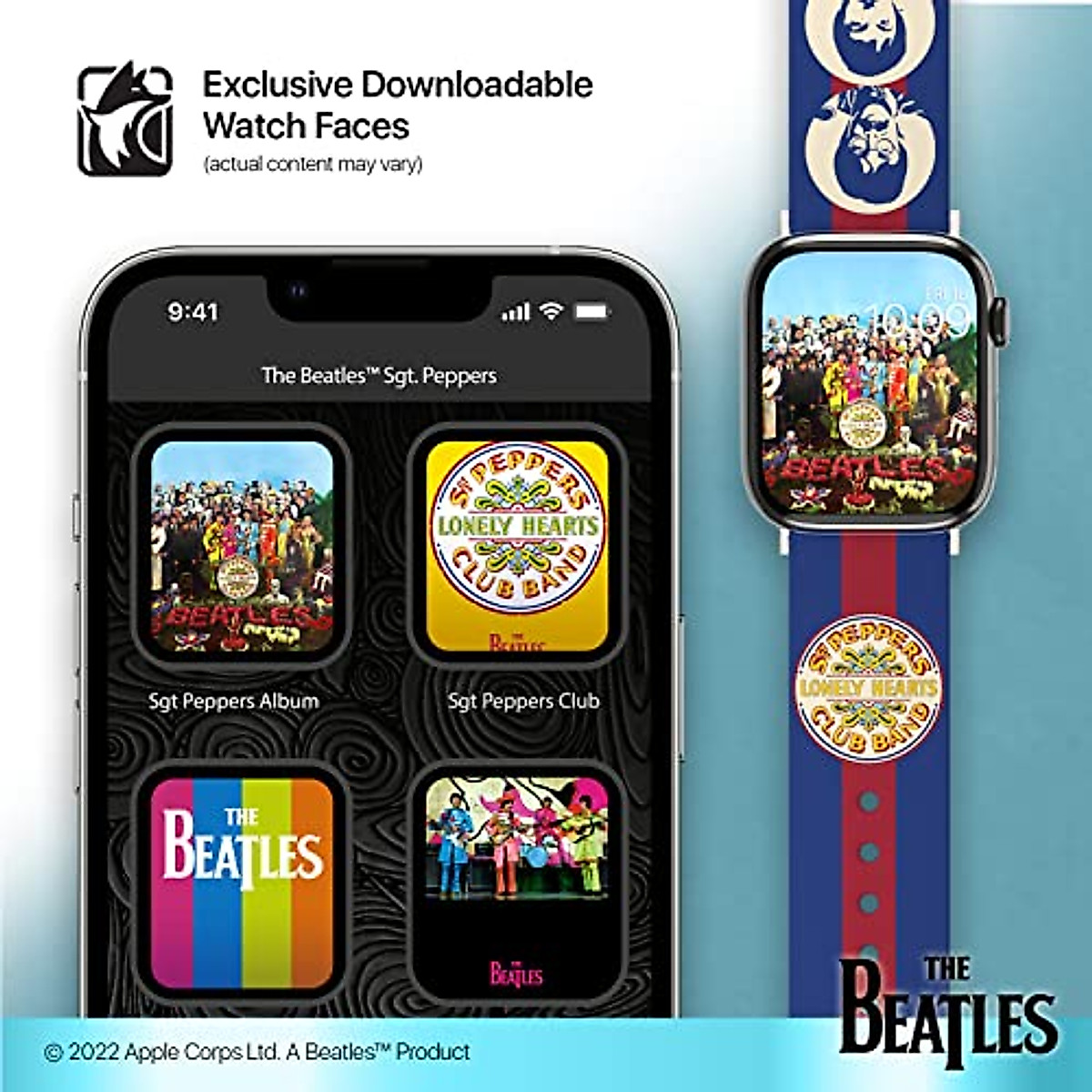 The Beatles - Sgt. Pepper's Lonely Hearts Club Band Smartwatch Band - Officially Licensed, Compatible with Every Size & Series of Apple Watch (watch not included)
