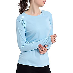 Women's UPF 50+ UV Sun Protection Shirt Outdoor Performance Long Sleeve Rash Guard Shirts for Hiking,Swim,Fishing (Blue,S)