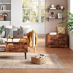 DINZI LVJ Wall Shelves, 23.6 x 7.9 x 6.0 Inch Floating Shelves for Wall, Set of 2, Easy-to-Install Wall Storage Ledges with Sturdy Metal Brackets for Living Room, Bathroom, Kitchen, Rustic Brown