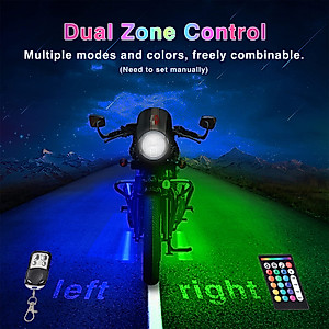 LD DARKEAGLE 20PCS Motorcycle LED Light Kit with Brake Light Turn Signal Dual Zone, Motorcycle Underglow Lights with APP/RF Remote, RGB Neon Strips MultiColor Waterproof for Harley Honda Kawasaki Golf