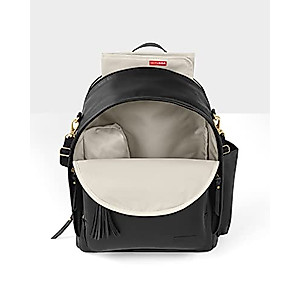 Skip Hop Diaper Bag Backpack: Greenwich Multi-Function Baby Travel Bag with Changing Pad and Stroller Straps, Vegan Leather, Black (Discontinued by Manufacturer)