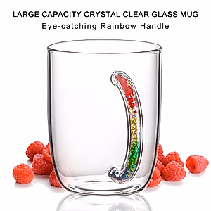 Aquach Large Glass Mug Set of 2, 24 oz. Each, Ultra Large Capacity with Handle Clear Glass Drink Cup, Cereal Cup