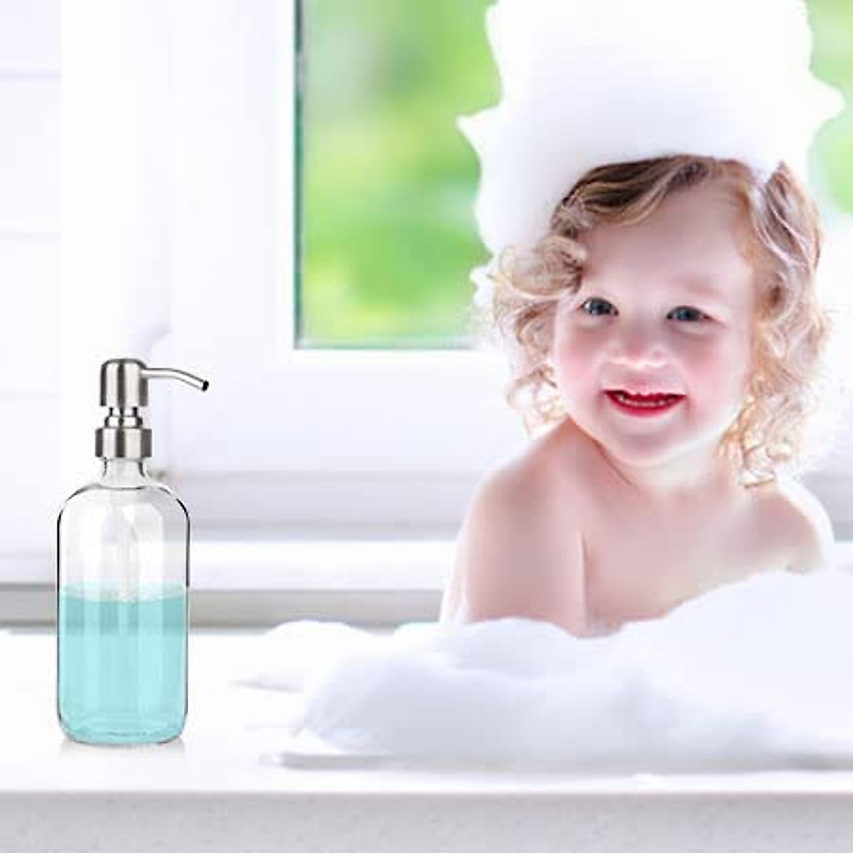 ARKTEK Glass Soap Dispenser - Clear Dish Soap Dispenser for Kitchen, Refillable Liquid Hand Soap Dispenser with Rust Proof Stainless Steel Pump for Bathroom, Countertop (17 Ounce/ 500 ML)