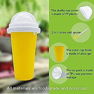 METAXIP Slushy Maker Cup, Magic Quick Frozen Smoothie Cup, Ice Maker Slushy Machine for Home and Kids, Freezer Cups for Smoothies, Cooling and Frozen Magic Cups TIK TOK Cups with Sticker Straw Brush
