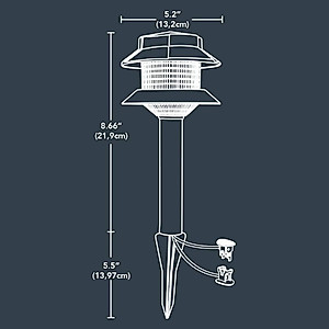Sterno Home GL22627BK Outdoor Path, Plastic 2-Tier Low Voltage Landscape Lighting, 8.66 x 5.2-Inches (4W Warm White/15 Lumens), Single, Black