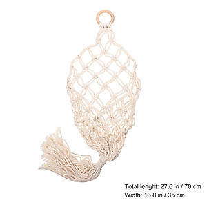 Cabilock 1pc Cotton Rope Hanging Basket Storage Basket Macrame Hanging Planter Space Saving Fruit Hanging Wall Basket Macrame Fruit Hammock Storage Mesh Bags Pendant Shopping Potato Wood