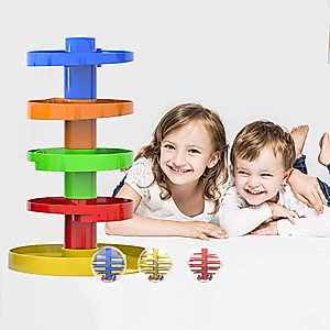Single Ball Drop Toy for Kids - Spinning Swirl Ball Ramp Activity Play Toy Safe for 9 Months and up.