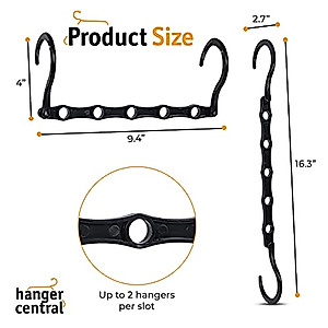 Hanger Central 10 Pcs Space Saving Hangers for Clothes - Multi-Hangers, Space Saver Hangers for Closet Organizing, Hangs 10 Clothes Horizontally and 5 Clothes Vertically