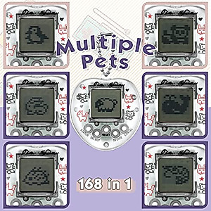 5 Pieces Virtual Pets Keychain for Kids Electronic Digital Pets Keychain 168 Pets Retro Handheld Game Machine for Halloween Christmas Random Color (Clear Heart Shape)