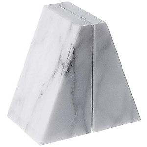 Fox Run Triangular 100% Natural Polished White Marble Bookends 4 x 3 x 6 inches