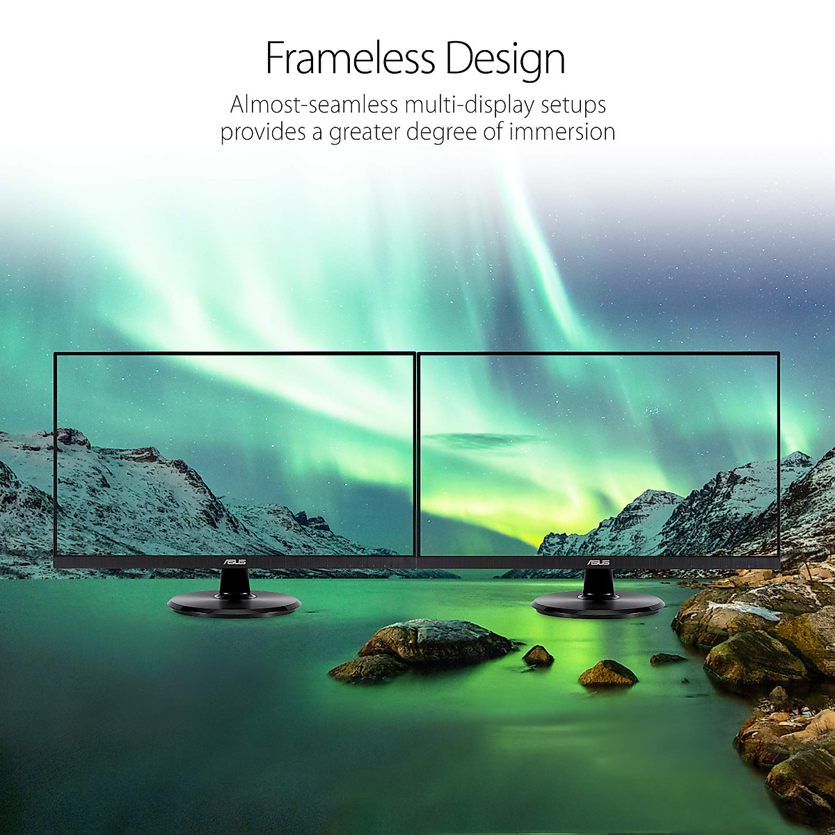 ASUS VA24DQ 23.8” Monitor, 1080P Full HD, 75Hz, IPS, Adaptive-Sync/FreeSync, Eye Care, HDMI DisplayPort VGA, Frameless, VESA Wall Mountable (Renewed)